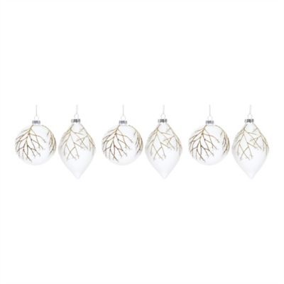 Melrose International Glittered Glass Tree Branch Ornament (Set of 6 ...