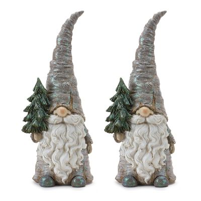 Melrose International Pine Tree Trunk Gnome Statue (Set of 2) at ...