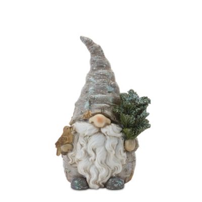 Melrose International Pine Tree Trunk Gnome with Wreath Accent (Set of ...