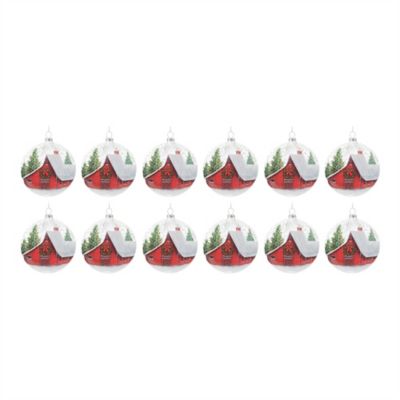 Melrose International Frosted Barn Ball Ornament (Set of 12) at Tractor ...