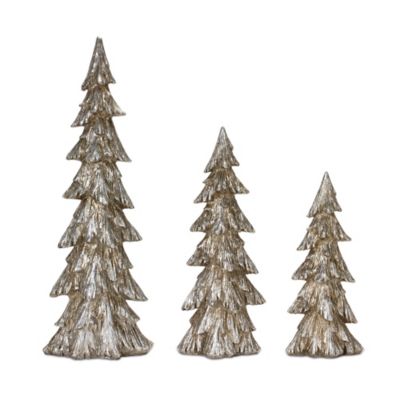 Melrose InternationalGeometric Holiday Tree with Gold Finish (Set of 3 ...