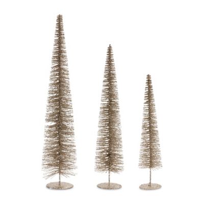 Melrose InternationalLED Lighted White Bottle Brush Tree with Wood Base ...