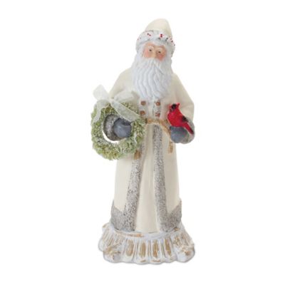 Melrose International Santa Figurine with Cardinal and Wreath 12 in. H ...