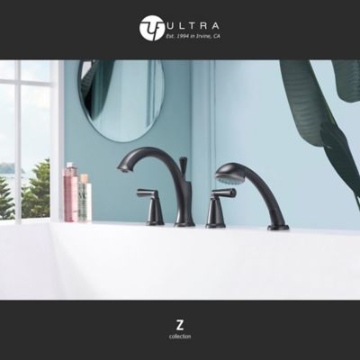 Ultra Faucets Z 2-Handle Deck-Mount Roman Tub Faucet with Hand Shower ...