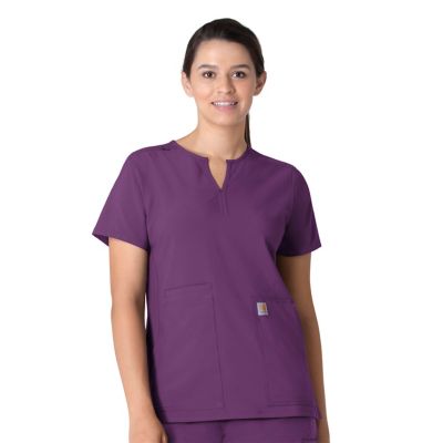 Carhartt Force Essentials Notch Neck Tunic Scrub Top, M,Eggplant at ...
