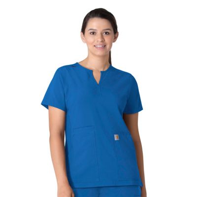 Carhartt Force Essentials Notch Neck Tunic Scrub Top, XS,Royal at ...