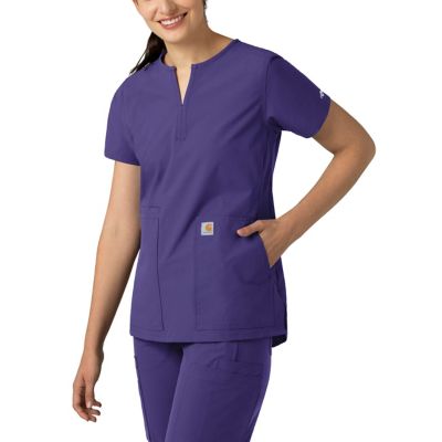 Carhartt Force Essentials Notch Neck Tunic Scrub Top, 2X,Grape at ...