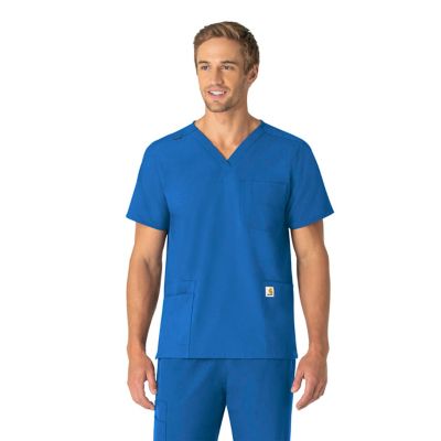 Carhartt Unisex Force Essentials 6-Pocket V-Neck Scrub Top, 4X,Royal at ...