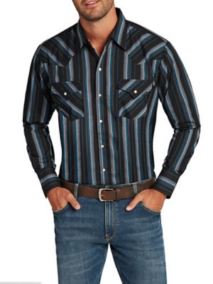 Ely Cattleman Long Sleeve Snap Front Stripe, LT,Black at Tractor Supply Co