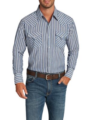 Ely Cattleman Long Sleeve Snap Front Stripe, LT,Blue at Tractor Supply Co