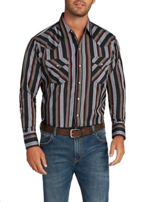 Ely Cattleman Long Sleeve Snap Front Stripe, 4XL,Burgundy at Tractor ...