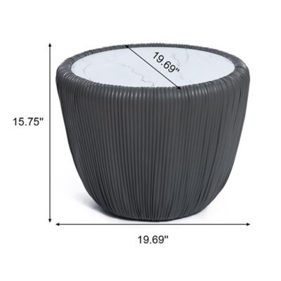 LuxenHome 15.8 in. H Gray Round Side Table at Tractor Supply Co.