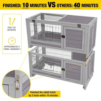 Aivituvin 2-Story Indoor/Outdoor Premium Wooden Rabbit Hutch with ...