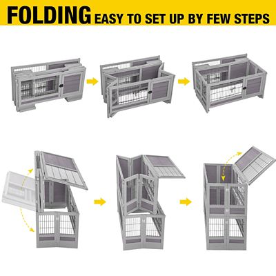 Aivituvin 2-Story Indoor/Outdoor Premium Wooden Rabbit Hutch with ...