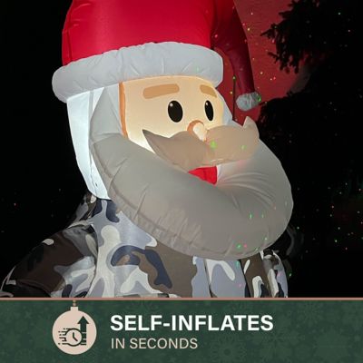 Fraser Hill Farm 6 ft. Pre-Lit Camo Santa Inflatable Christmas ...