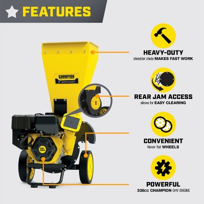 Champion Power Equipment 3 in. Diameter 338cc Gas Portable Chipper ...
