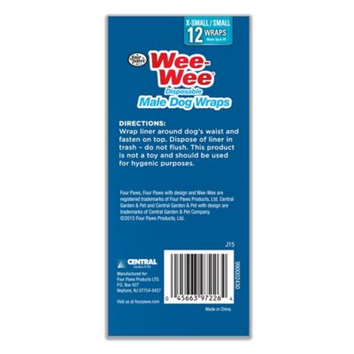 Wee-Wee Wetness Indicator Male Disposable Dog Wraps, Extra Small, 12 ct ...