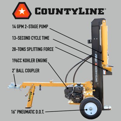 CountyLine 28-Ton Gas-Powered Horizontal/Vertical Log Splitter, Kohler ...