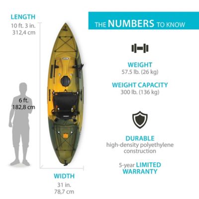 Lifetime 10 ft. 3 in. Tamarack Pro Sit-on-Top Fishing Kayak, Safari ...