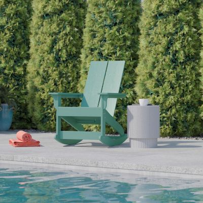 Flash Furniture Modern 2-Slat Adirondack Poly Resin Rocking Chair for ...