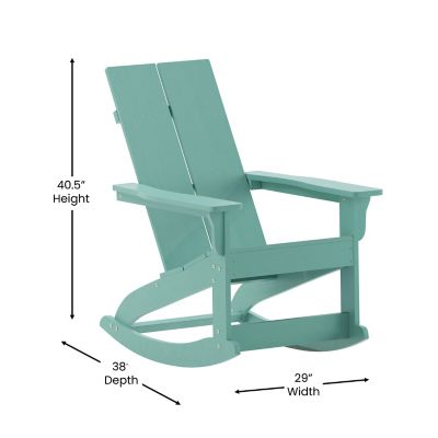 Flash Furniture Modern 2-Slat Adirondack Poly Resin Rocking Chair for ...