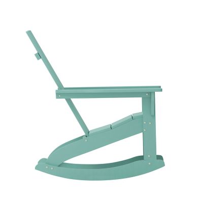 Flash Furniture Modern 2-Slat Adirondack Poly Resin Rocking Chair for ...