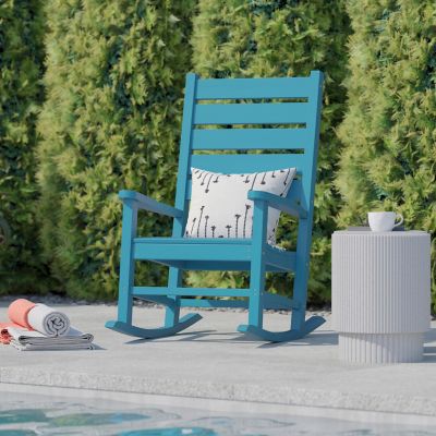 Flash Furniture Manchester Contemporary Rocking Chair, All-Weather HDPE ...