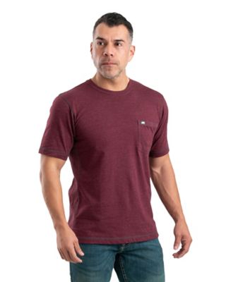 Berne Men's WorkVent Performance Short Sleeve Pocket T-Shirt, M,Maroon ...