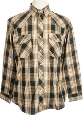 Wyoming Traders Men's #10 Western Plaid Shirt, M Tall,Tan/Black Plaid ...