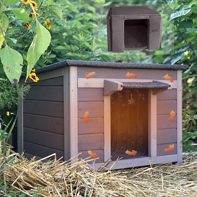 Aivituvin Insulated Indoor/Outdoor Wooden Cat House with Soft Liner and ...