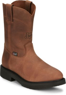 Justin Men's 10 in. Round-Up Round Toe Pull-On Boot, 13 D,Aged Bark ...