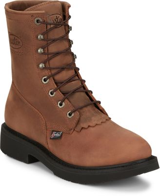 Justin Men's 8 in. Livestock Waterproof Round Toe Lace-Up Boot, 9 D ...
