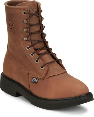 Justin Men's 8 in. Livestock Round Toe Lace-Up Boot, 8 EE,Aged Brown at ...