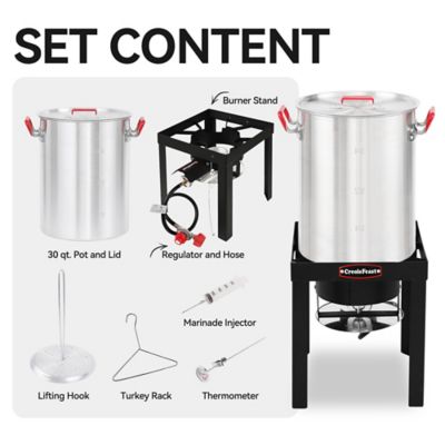 Creole Feast 30 Qt. Propan Aluminum Turkey Fryer Steamer Set, 50,000 ...