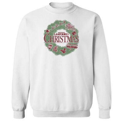 National Lampoon Wreath Holiday Christmas Fleece SweaT-Shirt, 2XL,White ...