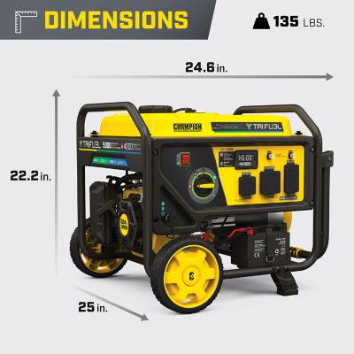Champion Power Equipment 5,000/4,000-Watt Tri Fuel Portable Generator ...