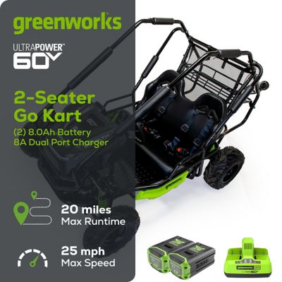 Greenworks Kids' 60V 2-Seater Stealth Battery-Powered Electric Go-Kart ...