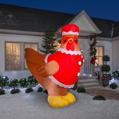 Gemmy 96 in. Airblown Hen Mrs. Claus Christmas Decoration, Giant at ...