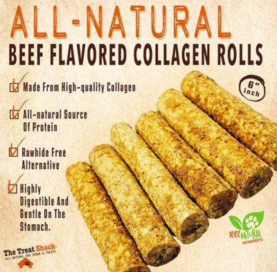 The Treat Shack 6 in. All-Natural Beef Flavored Collagen Rolls Dog ...