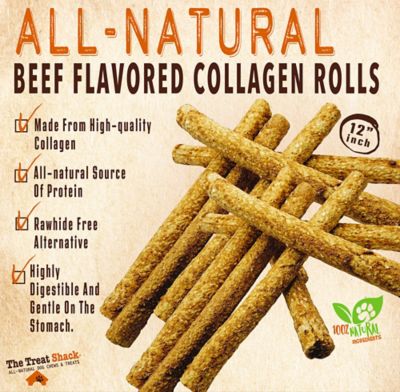 The Treat Shack 12 in. All-Natural Beef Flavored Collagen Rolls Dog ...