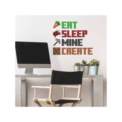 RoomMates Red & Brown & Green Minecraft Eat Sleep Mine Create Wall ...