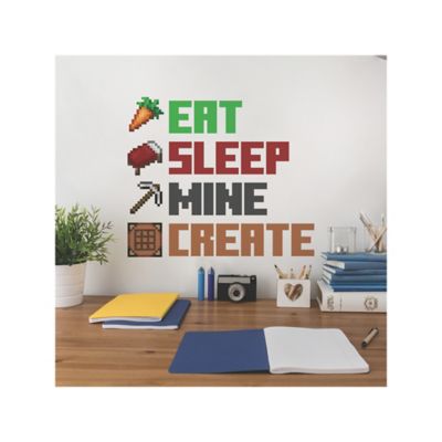 RoomMates Red & Brown & Green Minecraft Eat Sleep Mine Create Wall ...