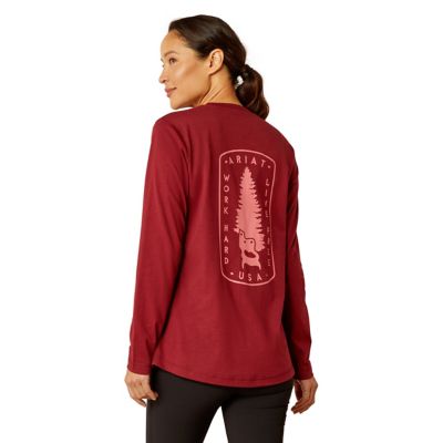 Ariat Women's Rebar Workman Tree Long-Sleeve T-Shirt, L,Cabernet at ...