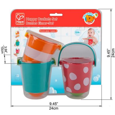 Hape Happy Buckets Set - 3 Water Wheel Bath Time Toys For Toddlers at ...