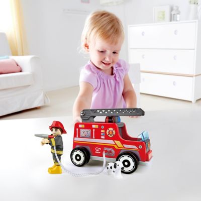Hape Fire Truck Playset - Kids Wooden Fire Engine Toy with Action ...