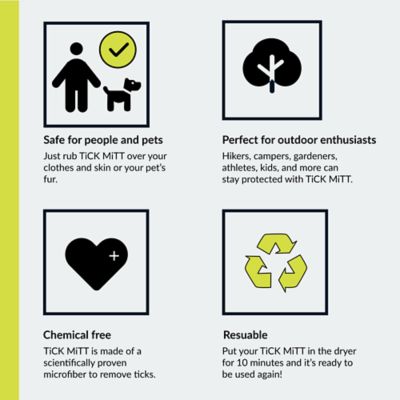 TiCK MiTT Chemical-Free Tick Removal Tool for People and Pets, Yellow ...