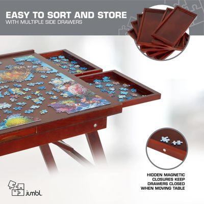 JUMBL 1500-Piece Puzzle Board - 27 x 35" Puzzle Table with Legs, Cover ...