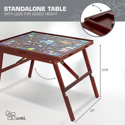 JUMBL 1500-Piece Puzzle Board - 27 x 35" Puzzle Table with Legs, Cover ...