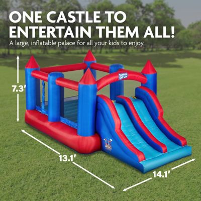 Sunny & Fun Inflatable Bounce House with Climbing Wall, Dual Slides ...