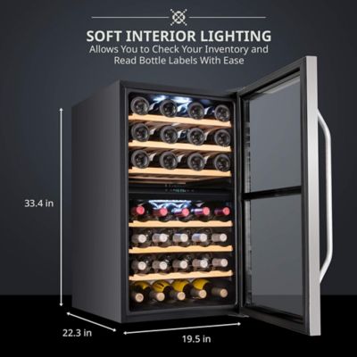 Ivation 43 Bottle Freestanding Wine Refrigerator, Dual Zone Wine Fridge ...